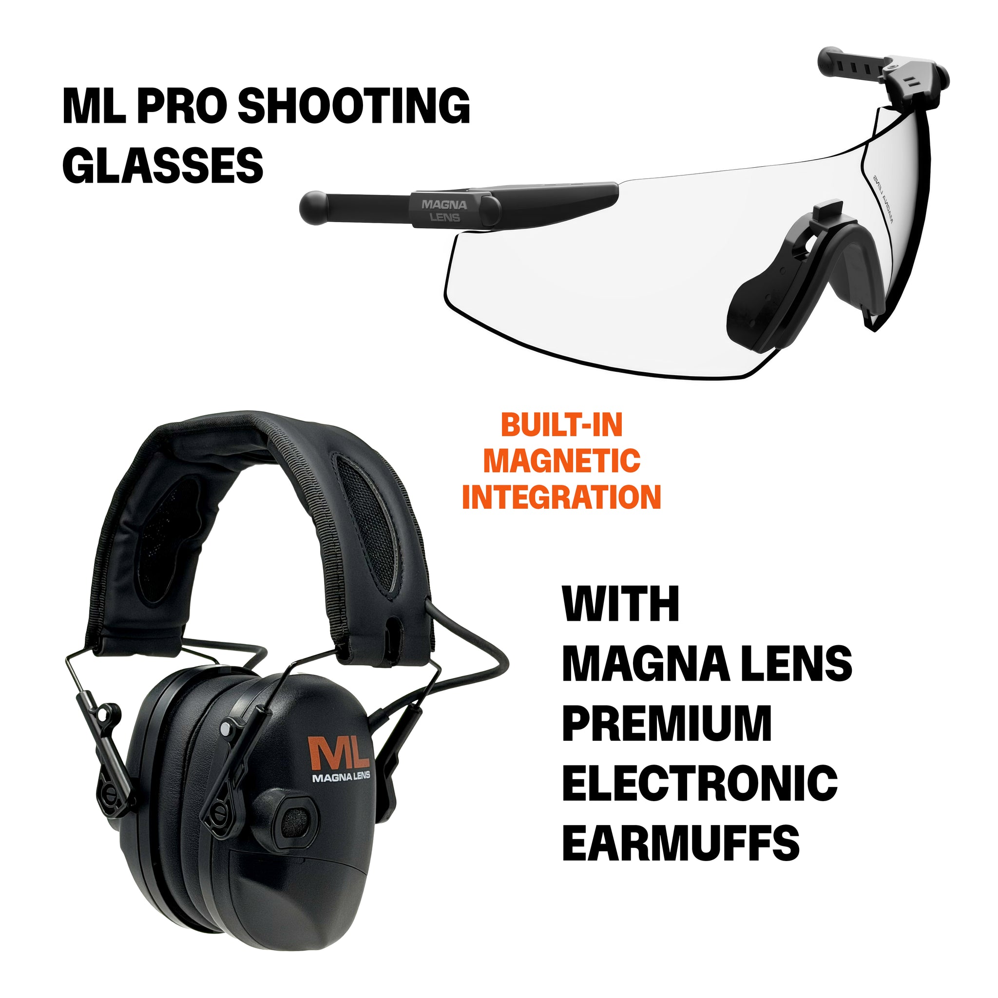 Premium Shooting Glasses + Electronic Earmuffs | Magna Lens ML Pro